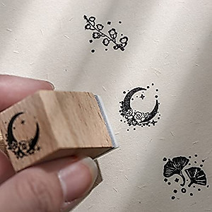 16Pcs Wooden Mounted Rubber Stamps Wood Rubber Stamp Set for Art and Craft DIY Card Making Scrapbooking