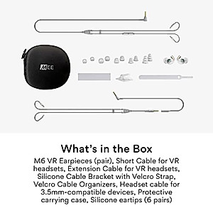 MEE audio M6 VR Multiplatform in-Ear Earphones with Headset Microphone for PS5, Xbox, Nintendo Switch, PC; Also Includes Short Cable and mounting Bracket for Oculus Quest and Other VR Gaming Headsets