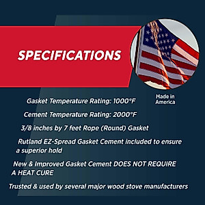 Rutland Products Rutland 96-6 Grapho-Glas Rope Gasket Replacement Kit, 3/8-Inch by 7-Feet, 3/8" X7', Black