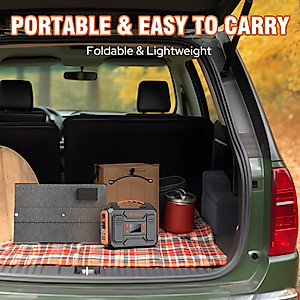 Portable Solar Generator, 300W Portable Power Station with Foldable 60W Solar Panel, 110V Pure Sine Wave, 280Wh Lithium Battery Pack with DC AC Outlet for Home Use, RV, Outdoor Camping Adventure