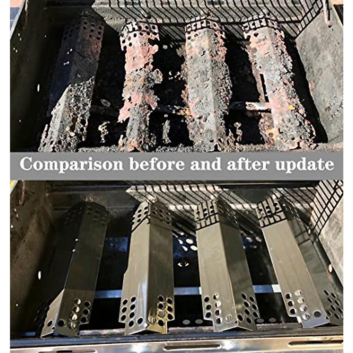 Votenli SPC00A (4-Pack) S1484A (4-Pack) 15" Heat Plates and Burner and Crossover Tubes for Charbroil 463436215, 463436214, 463436213, 466334613, 466342014, 466436213, 466436513, 467300115 Grill