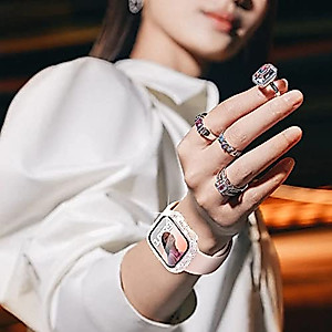 WINGLE 6-Pack Compatible with Apple Watch Case 40mm Face Cover with Screen Protector,Over 200 Bling Crystal Diamond Apple Watch Bumper Case for Apple Watch Series SE 6 5 4 Screen Protector 40mm