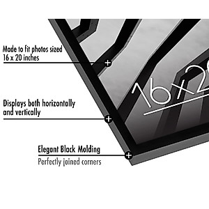 Americanflat 16x20 Picture Frame with Polished Plexiglass - Streamline Collection - Thin Border Picture Frame for Wall Display - Hanging Hardware Included - Black