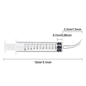8 Pcs Syringe 12cc Dental Irrigation Syringe with Curved Tip Wisdom Teeth Syringe Measurement Syringe Disposable Water Oral Mouth Liquid Tonsil Stone Squirt Mouthwash Cleaner Syringes