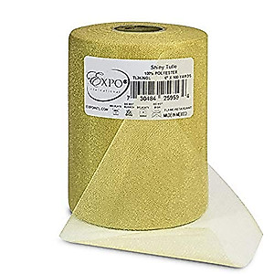 Expo International Premium Shiny Tulle Spool of 6-inch X 100 Yards | Gold