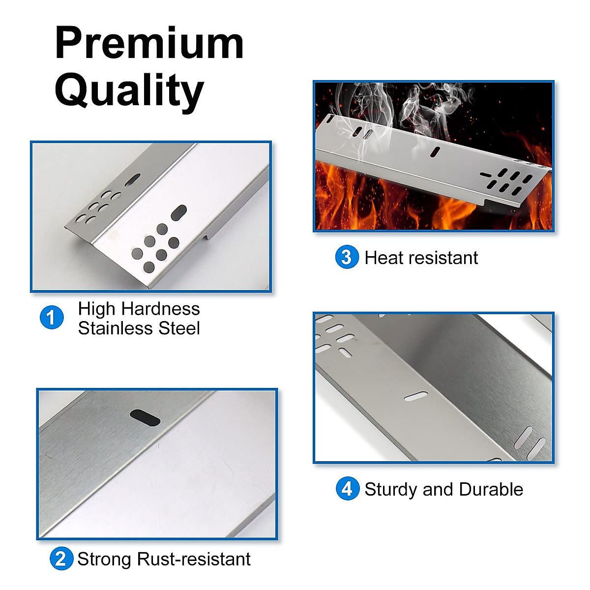 Zemibi Grill Heat Plate Replacement for Dyna-Glo DGH450CRP, Heat Shield Replacement Part for Dyna-Glo 4 Burner Gas Grill, Stainless Steel Heat Tent, 4 Pack