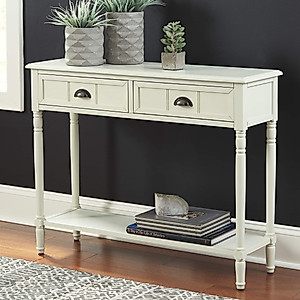 Signature Design by Ashley Goverton Vintage Casual 2 Drawer Console Sofa Table, White