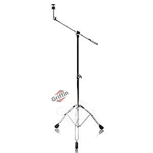 GRIFFIN Cymbal Stand Hardware Pack 4 Piece Set | Full Size Percussion Drum Hardware Kit with Snare Mount, Hi-Hat Pedal, Cymbal Boom, & Straight Cymbal Stand | Lightweight & Portable | Perfect for Gigs