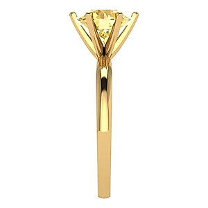 Clara Pucci 2.0 ct Round Cut Solitaire Natural Yellow Citrine gemstone Bridal Designer Anniversary Engagement Ring in 14k yellow Gold