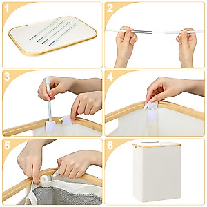 Bellzacasa Double Laundry Hamper with Lid, 145L Large Collapsible Hampers for Laundry with Removable Laundry Bags, Divided Dirty Clothes Laundry Basket for Laundry Room, Bedroom, Bathroom (Beige)