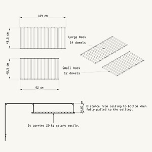 SEUHF Laundry Drying Rack, Ceiling Mounted Clothes Drying Rack, Laundry Hanging Rack (Black,S 19"x36"/ 49cmx92cm)