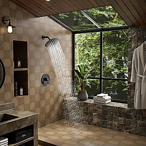 Holispa Shower Faucet, Black Shower Faucet Set with 8-Inch Rainfall Shower Head, Single-Handle Shower Trim Kit Included Shower Valve, Matte Black