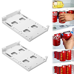 2Pc Hanging Soda Organizer for Refrigerator Adjustable Can Dispenser for Fridge More 50% Space Save Fridge Organizer Soda Fridge Storage Holds 16 Cans