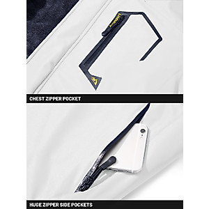 TACVASEN Skiing Jacket for Men Winter Jacket Waterproof Snowboard Jakcet with Hood Hiking Fishing Travel Fleece Jacket Parka Coat White, M