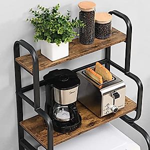 O&K FURNITURE 4-Tier Kitchen Bakers Rack with Storage Shelf, Standing Microwave Oven Stand Rack Spice Rack Organizer, Double-purpose Rack for Wide Application