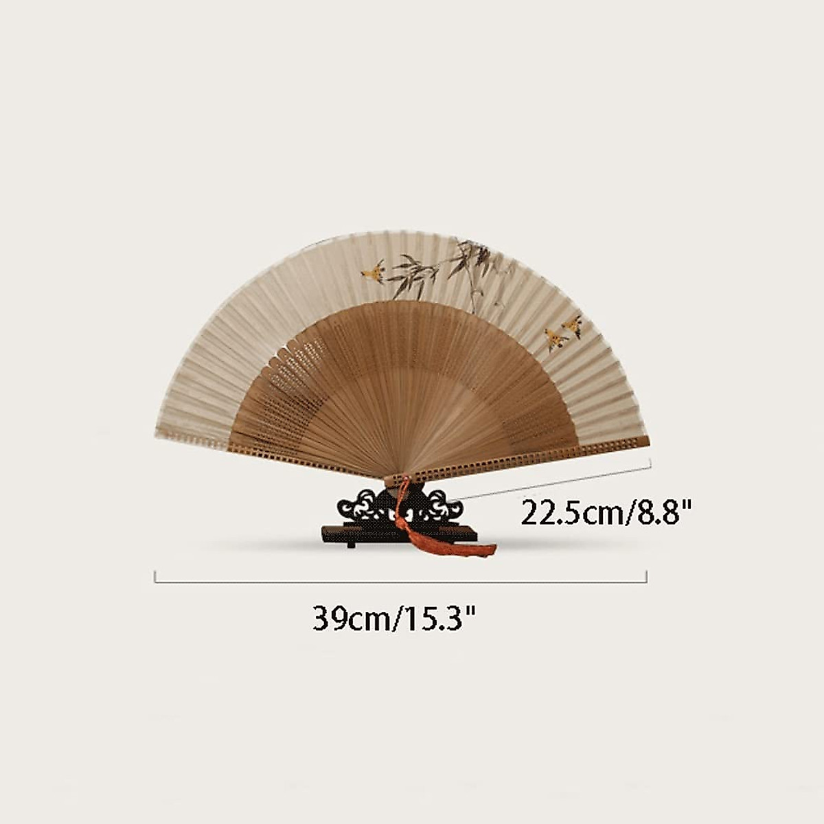 Portable Folding Fan Hand Held Fans Silk Bamboo Folding Fans Flower Printed Fans Handheld Folded Dance Fans Vintage for Women and Men Gifts Handheld Folding Fan (Color : Ink Lotus)