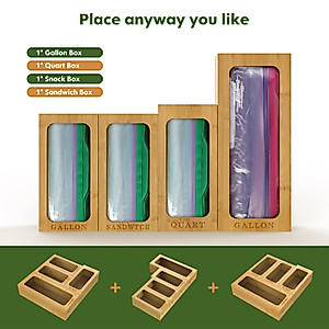 NautDuty Ziplock Bag Storage Organizer, Bamboo Baggie Organizer, Food Storage Bag Organizer for Kitchen Drawer, for Gallon, Quart, Sandwich, Snack & Slider Bags, Ziploc Bag Organizer