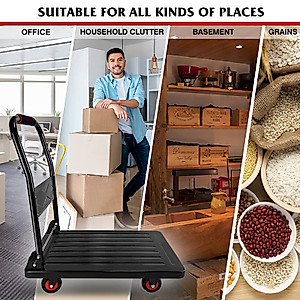 Platform Trucks Push Cart Dolly Heavy Duty with 880 LBS Capacity and Swivel Wheels 29"x19" Flatbed Hand Cart Flat Dolly Cart Easy Moving Storage for Groceries, Office, Garage, Warehouse