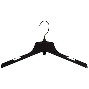 Mainetti 3328 Heavy Duty Black Plastic Hangers With Standard Rotating Metal Hook, Great For Jackets/Coats/Outerwear, 17-Inch (Value Pack Of 100)