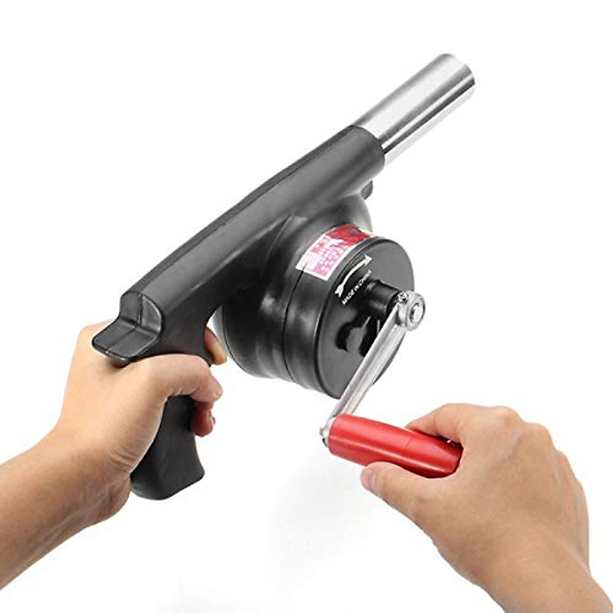 Esweny Outdoor Cooking BBQ Fan Air Blower,Mini Hand Crank Fan Air Blower Grill Picnic Camping Stove Accessories for Barbecue Fire Bellows Hand Crank Tool (Black)