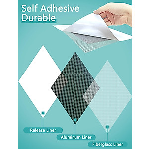 Seloom 15 Pcs Drywall Repair Kit, 2/4/6/8 Inch Self Adhesive Fiberglass Mesh Wall Repair Patches, Drywall Tools Wall Hole Quick Repair Aluminum Plate Repair Patch for Damaged Drywall Ceiling