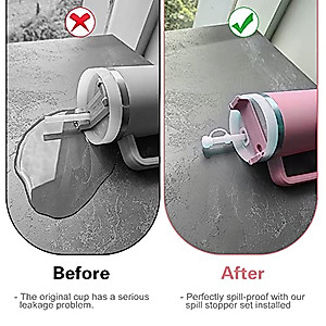 Silicone Spill Proof Stopper, Compatible with H1.0 & H2.0 Stanley Cup Spill Stopper Tumbler Accessories, Including 2 Straw Cover Cap, 2 Square Spill Stopper and 2 Round Leak Stopper