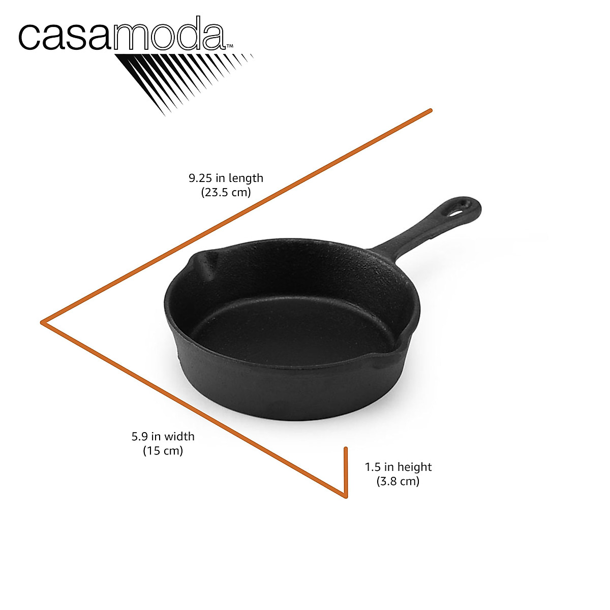 Casamoda 5.4 inch (13.7cm) pre-seasoned cast iron skillet, Mini Fry Pan, Round