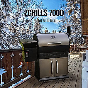 Z GRILLS Wood Pellet Grill Smoker with Digital Controls, Cover, 700 sq. in. Cooking Area for Outdoor BBQ, Smoke, Bake and Roast, 700D,Brown
