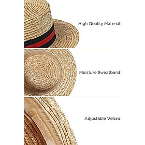 BABEYOND Men's 1920s Brim Boater Hat Gatsby Straw Hat 20s Costume Accessories
