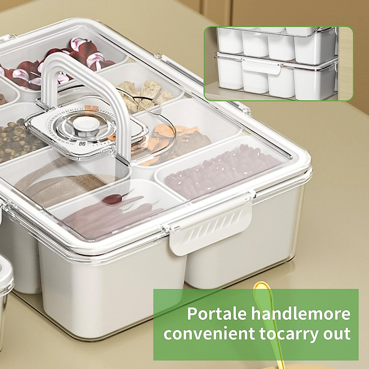 DIY Food Storage Containers, Organizer Boxes with Lids for Vegetables, Fruits, Herbs, Spices, Nuts, Seeds