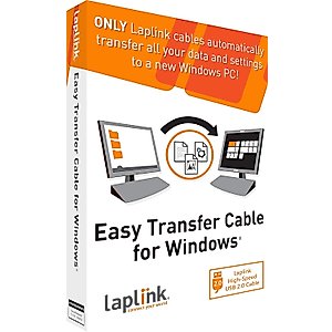 LAPLINK Easy Transfer Cable for Windows, Includes PCmover Express Software and USB 2.0 PC to PC Cable, Single Use License, Transfers Files, Settings, and User Profiles. Compatible with Windows 11
