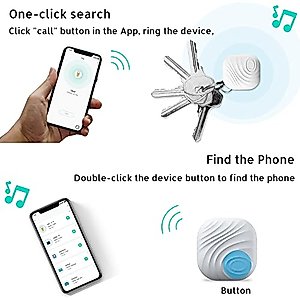 Nutale Key Finder, Bluetooth Tracker Item Locator with Key Chain for Keys Pet Wallets or Backpacks and Tablets, Batteries Include (1 White & 1Gray, 2 Pack)