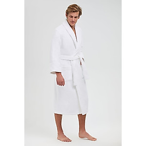 MONARCH Unisex Terry Bathrobe - 100% Lux Combed Cotton, 16 oz Loop Terry Shawl Collar Robe, Five-Star Hotel Choice (Medium, Non-Hooded)