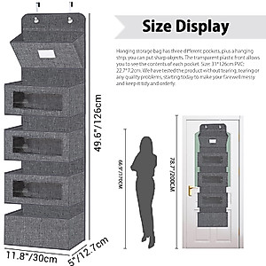 VERONLY Over The Door Organizer, Hanging Pantry Storage - Behind Door Organizer with 4 Large Pocket and a Mail Organizer for Baby, Nursery, Diapers, Clothes, Bedroom(Dark Grey)