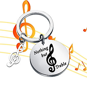 BEKECH Music Keychain Music Lover Gifts Nothing But Treble Keychain with Music Note Charm G Clef Note Musical Jewelry Gift for Musicians Music Teachers Students (silver)