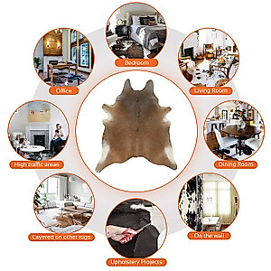 Cowhides Direct Genuine Cowhide Rug (Salt & Pepper) - Authentic Cow Rug with Non-Slip Suede Backing - Cow Rugs for Living Room, Bedroom & More - Decorative Rug (Brown, 7x8 XXL)
