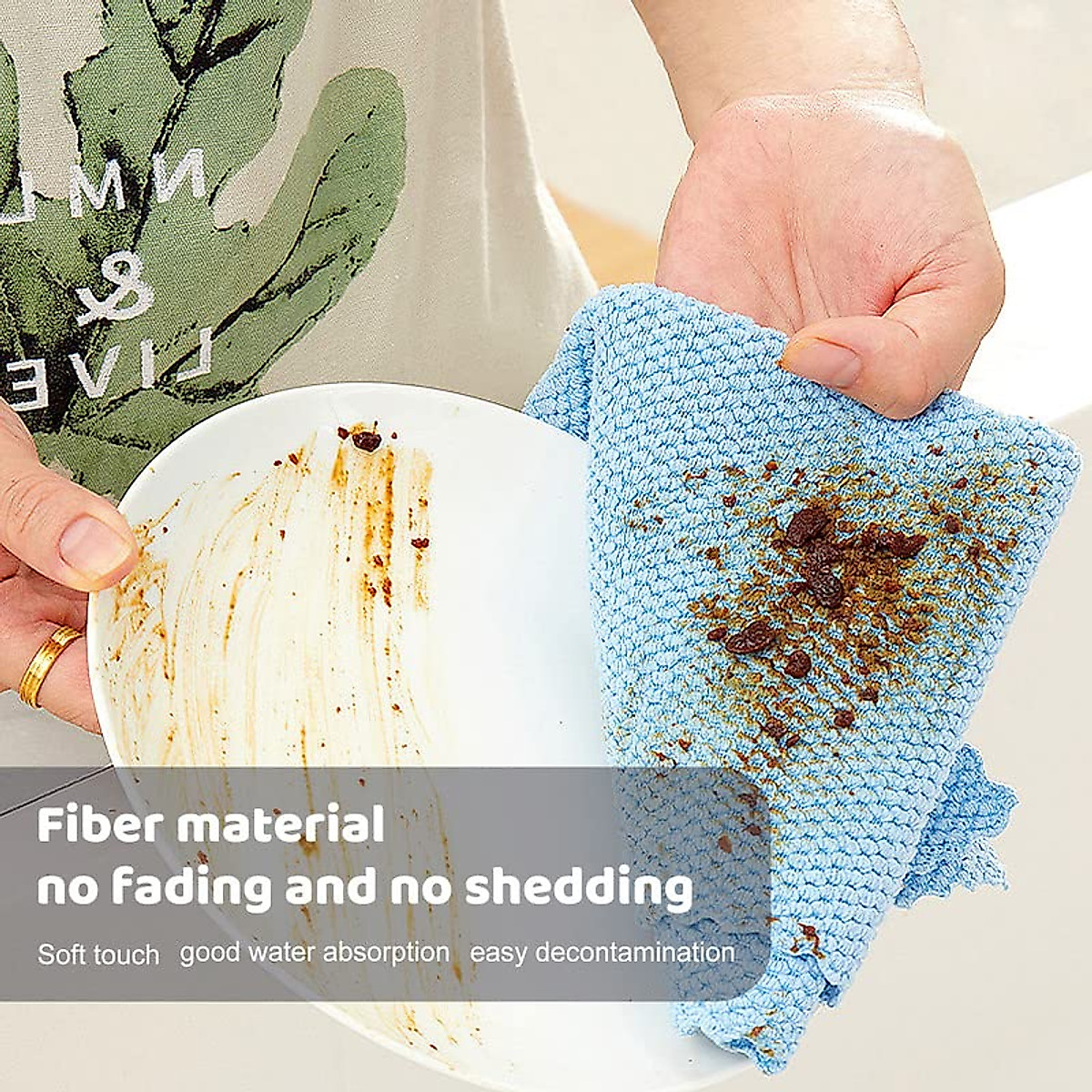 HAOBAOBEI Kitchen Towels, 10 Pack 12x12 Inch Absorbent Soft Dish Towels for Kitchen, Microfiber Kitchen Wash Cloth, Dish Rags for Washing Dishes, Dish Towel and Dish Dish Rag Sets, Blue Pink Beige