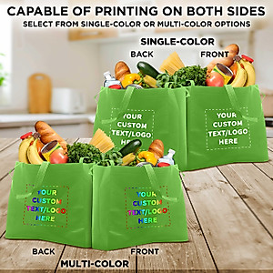 DISCOUNT PROMOS Custom Jumbo Sized Tote Bags Set of 100, Personalized Bulk Pack - Reusable Grocery Bags, Shopping Bags, Promotional Item Totes for Women - Lime Green