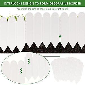 EEOCWF 10PCS White Garden Edging Borders, 8.66"X8.66" Plastic Garden Landscape Edging, 7.2ft Interlocking Decorative Garden Fences Edging, Lawn Edge Flower Bed Border for DIY Patio Walkways Yard