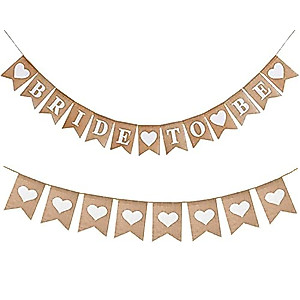 Shimmer Anna Shine Bride To Be Burlap Banner and Hearts Burlap Banner for Bridal Shower, Bachelorette, Engagement and Wedding Party Decorations