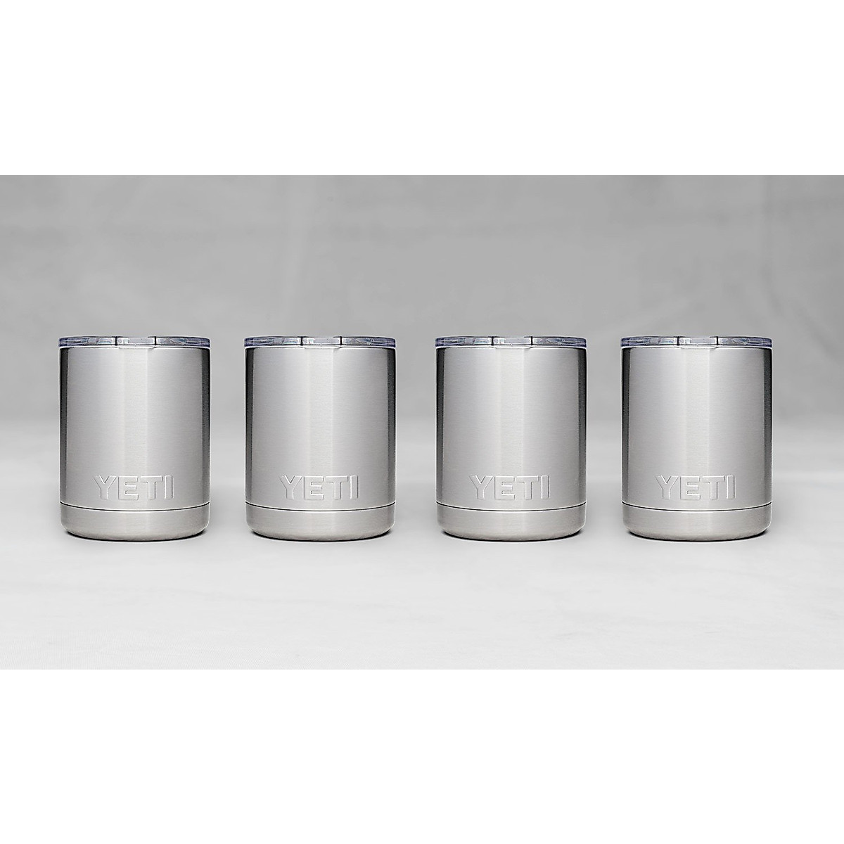 YETI Rambler 10 oz Lowball, Vacuum Insulated, Stainless Steel with Standard Lid, 4 Pack