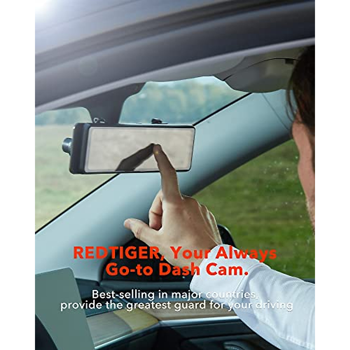REDTIGER Rear View Mirror Camera 11'' UHD 4K Front and 1080P Rear View Mirror Dual Cameras for Cars,GPS,Parking Monitor,Night Vision,Smart Reverse Parking Assistance,Touchscreen,Free 32 GB Card