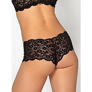 Smart & Sexy womens Signature Lace Cheeky Panty 2 Pack Underwear, No No Red/Black Hue, 9 US