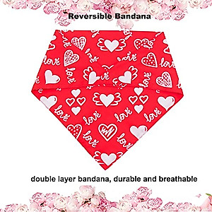 ADOGGYGO Valentine's Day Dog Bandana, Multiple Sizes Offered, Triangle Dog Scarf Valentine Day Bandana for Medium Large Dogs (Large, Valentine's Day)