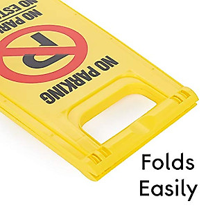 Bolthead Industrial Hi Viz No Parking Sign | English and Spanish (No Estacionar) | Double-Sided, Portable, Fold-Out | 3 Pack