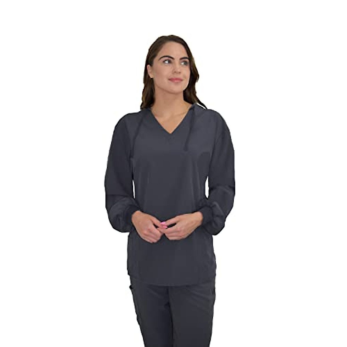 Green Town Women's Pullover Hoodie GT Performance Medical Uniform Scrub Jacket-Pewter-X-Large