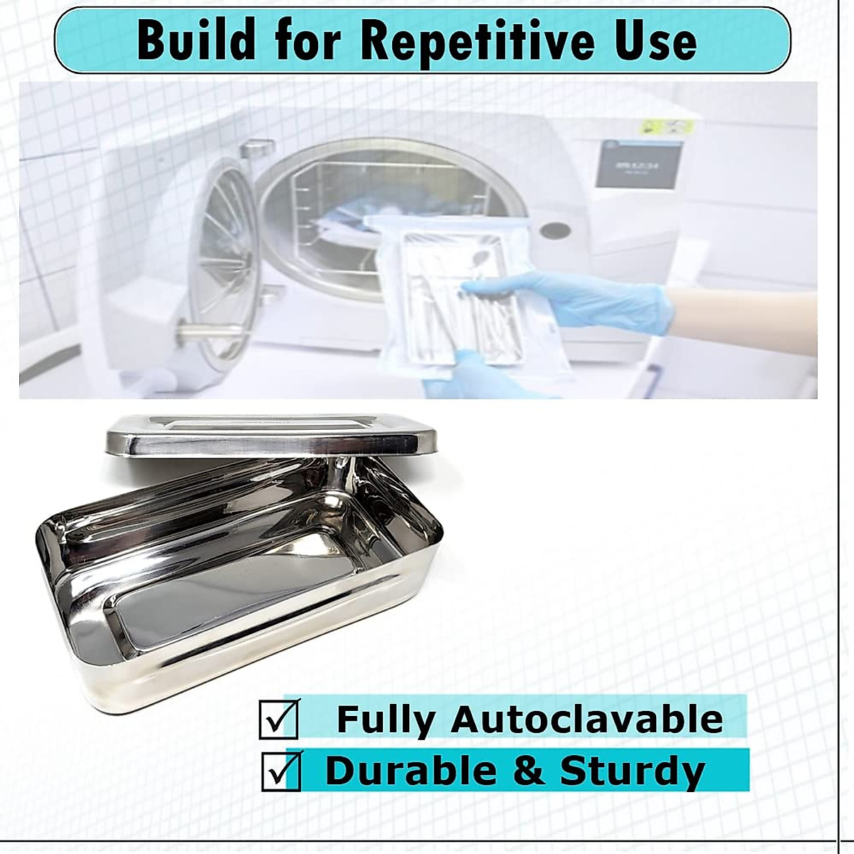 Stainless Steel Instrument Box with Lid Tray Organizer For Storage and Sterilization Surgical Lab Instrument Supplies Cleaning Tools - 7Lx3Wx1.25H