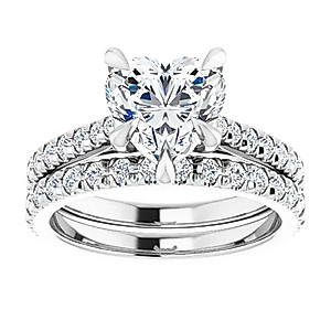 Solitaire Moissanite Engagement Ring Set, 2 CT Heart Cut Moissanite Diamond Bridal Wedding Ring Set for Women, Birthday Gift for Wife, VVS1 Colorless, 10K 14K 18K Solid Gold, 925 Silver