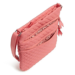 Vera Bradley Women's Cotton Triple Zip Hipster Crossbody Purse, Terra Cotta Rose - Recycled Cotton, One Size