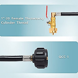 SHINESTAR 1lb to 20lb Propane Adapter Hose (4FT), Comes with A 3FT Propane Refill Adapter Hose, Easy to Use